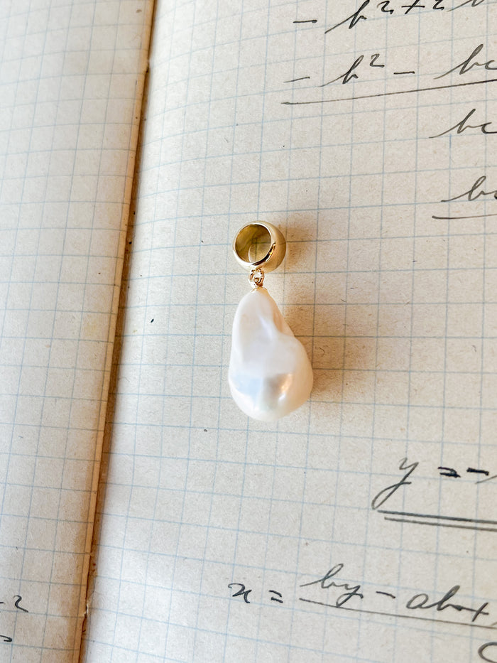 Talia Pearl Bail Charm: 14k Gold Plated